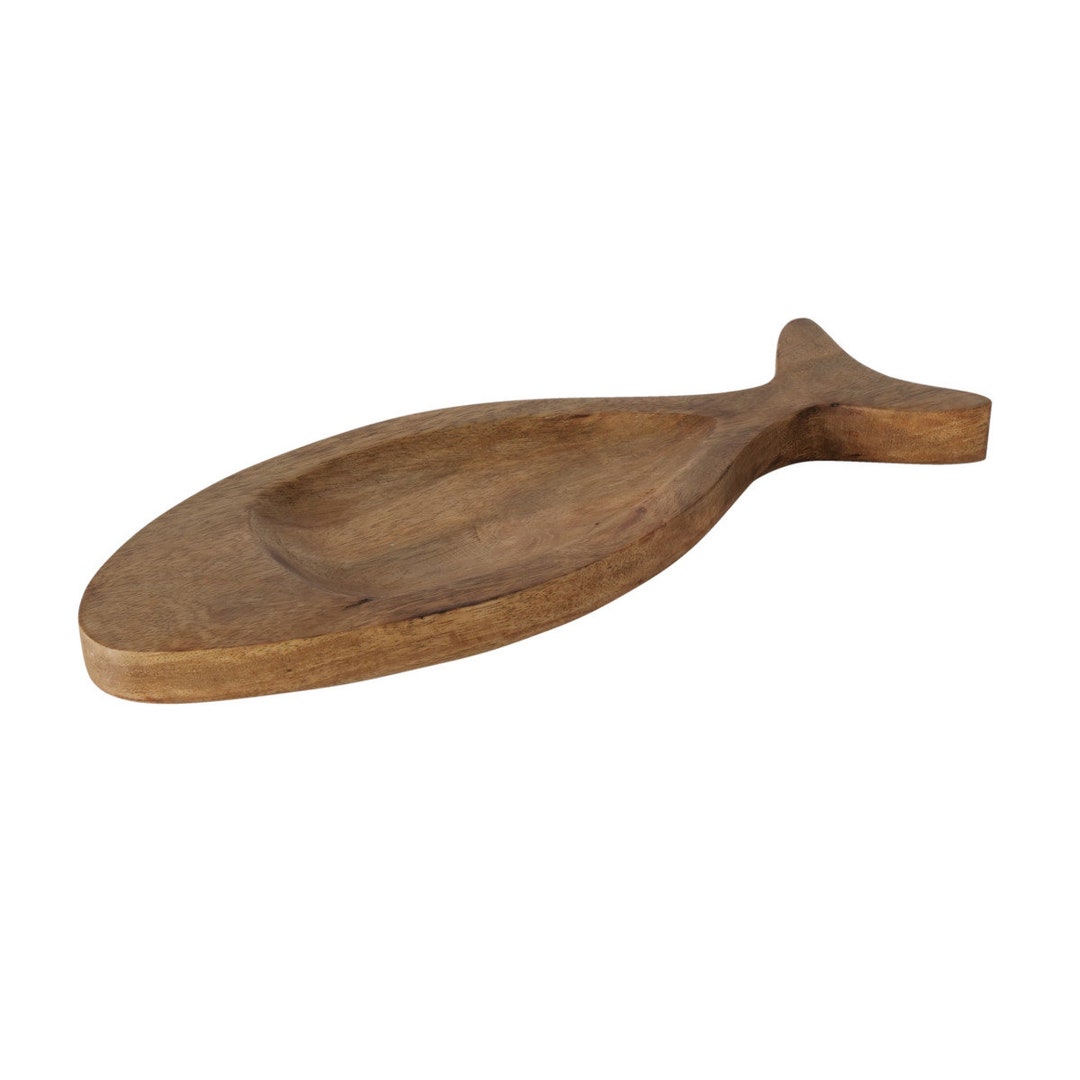 Wooden Bowl FISH Mango Wood Decorative Fish Wood 30 Cm Wooden Fish Bowl ...