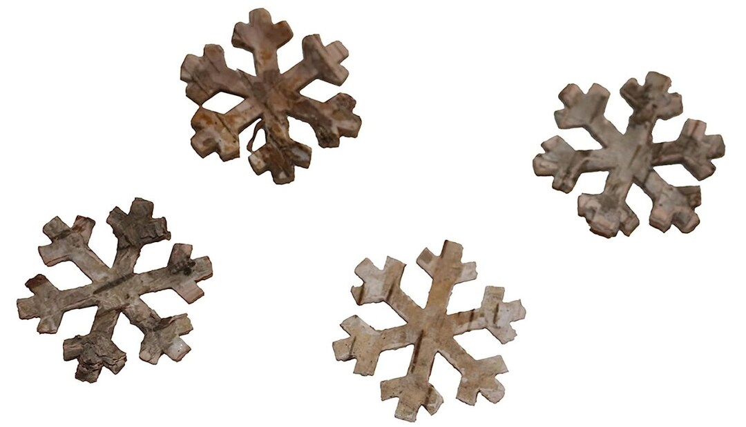 24 PCS Snowflakes Wood Birch Bark Natural Decoration Christmas ...
