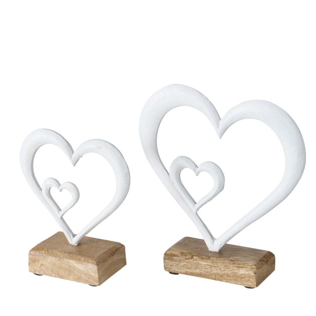 Set of 2 White Heart-shaped Display Stands, N260, Nickel-plated ...