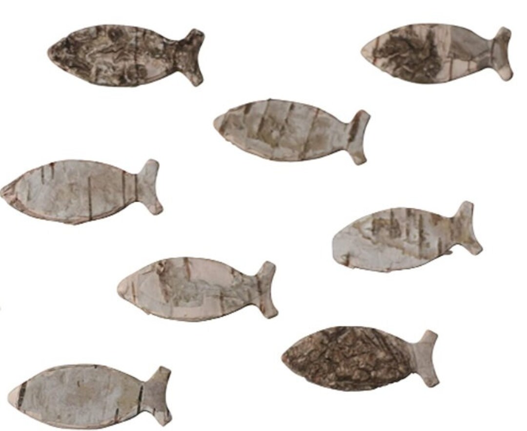 48 Pcs Fish Birch 6 Cm Birch Bark Decoration Fish Litter Parts Table ...