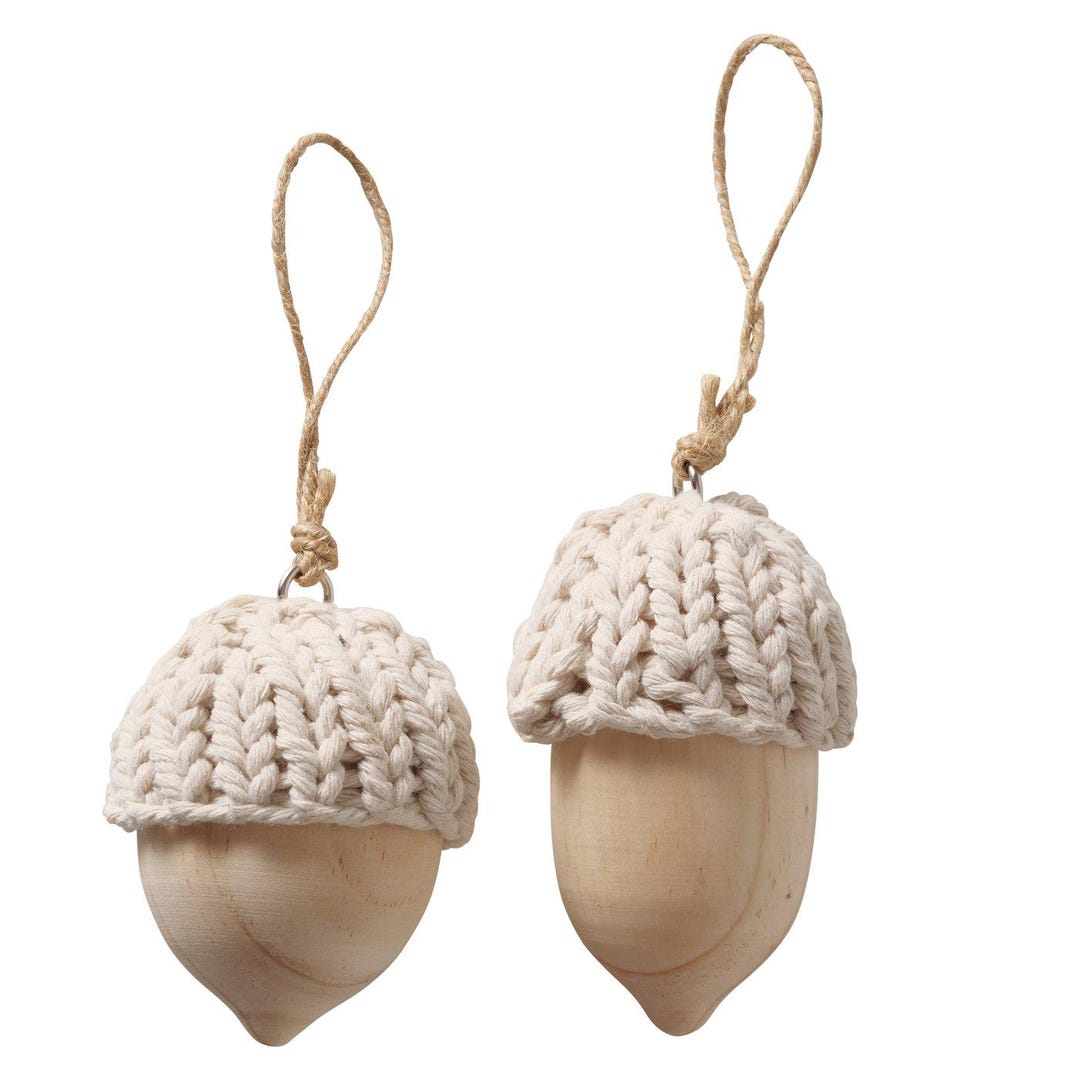 2 Pcs Wooden Acorn Decoration Acorns Wood Autumn Decoration Fruits Nut ...