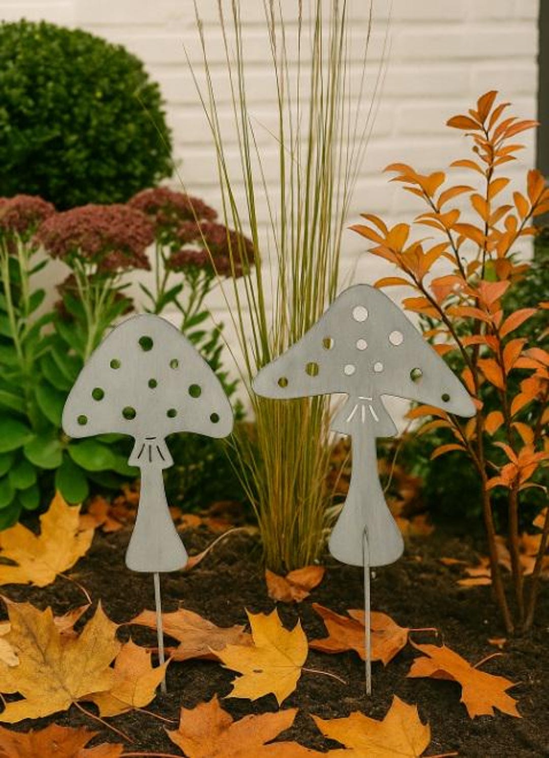 2 Pcs Decorative Plug Mushrooms 22 Cm Gray Anthracite Silver Colored ...