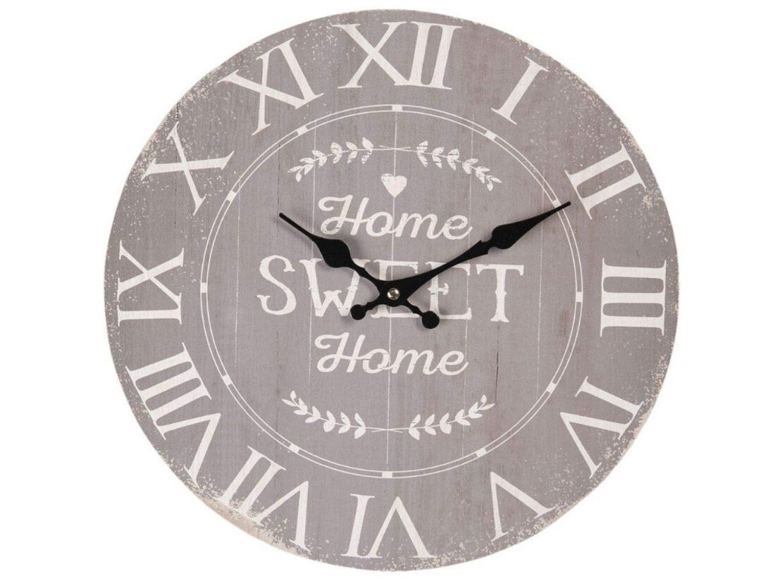 Wall Clock Home Sweet Home White Gray CE626 Clock 34 Cm - Etsy