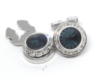 25 Colors Crystal Button Covers, Faux Cuff Links, Silver or Gold Finish ...