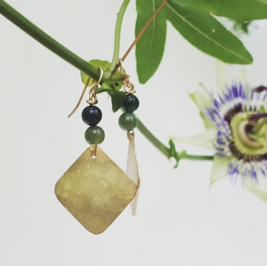 Kuanyin Raw Brass Jade And Gold Fill Etsy