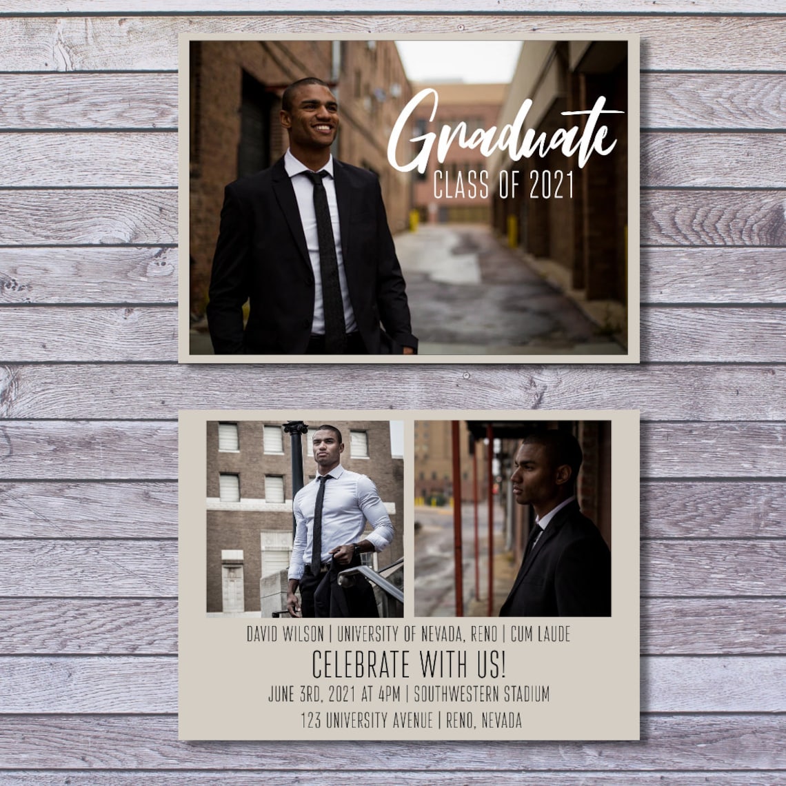 Graduation Announcement Invitation, Photoshop Template, PSD Template ...