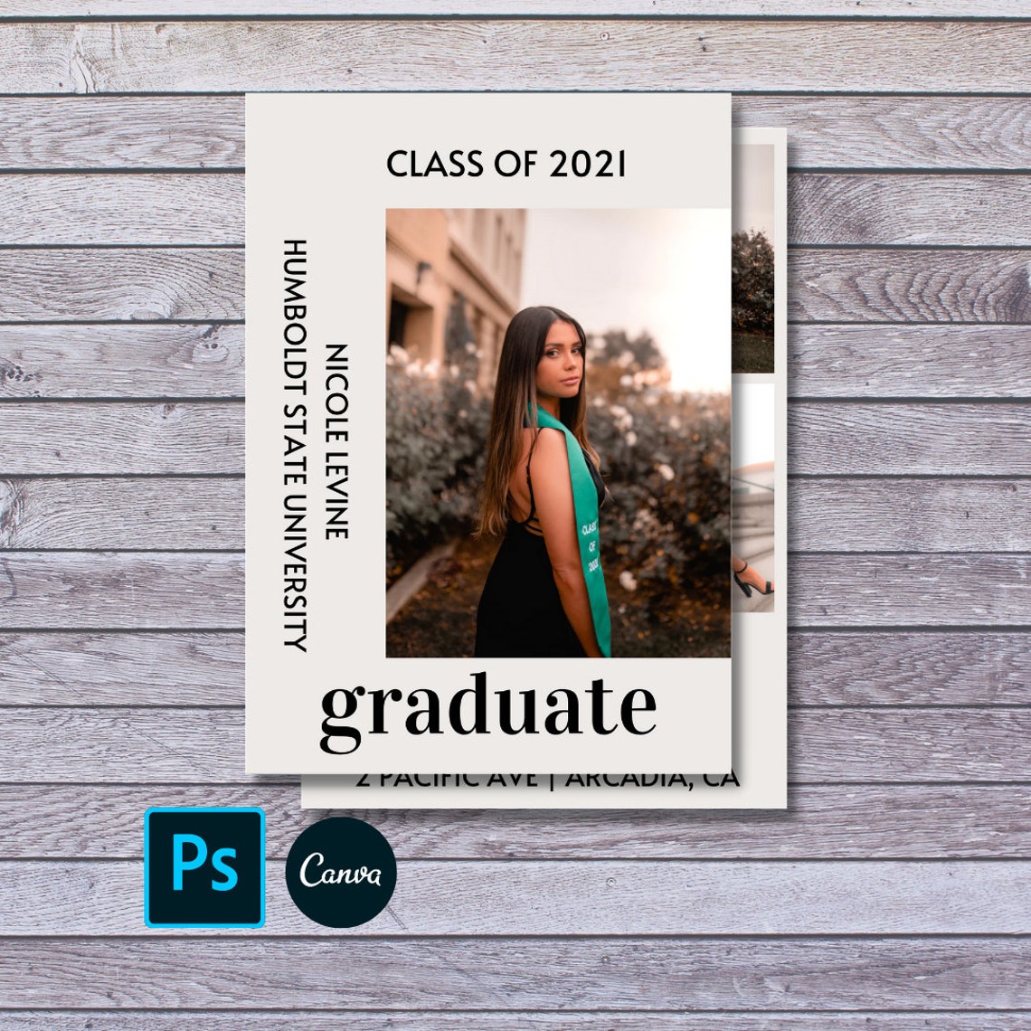 Graduation Announcement Invitation Canva and Photoshop | Etsy