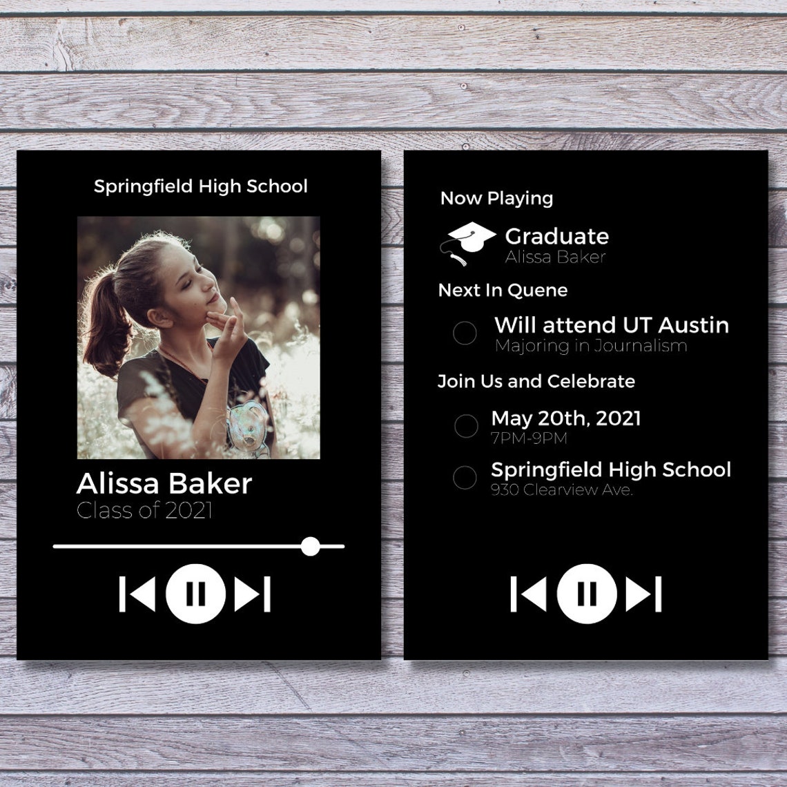 Spotify Graduation Announcement Invitation, Canva and Photoshop ...