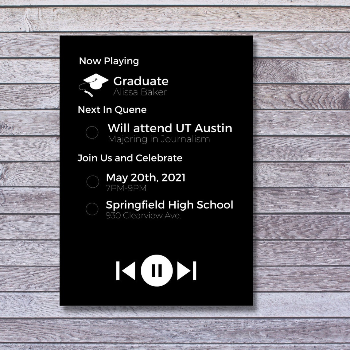 Spotify Graduation Announcement Invitation, Canva and Photoshop ...