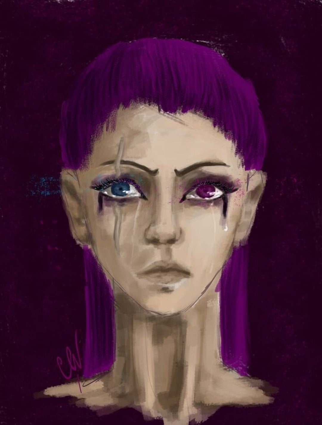 Crying Girl Catrin Digital Art Drawing Girl Cry Print - Etsy