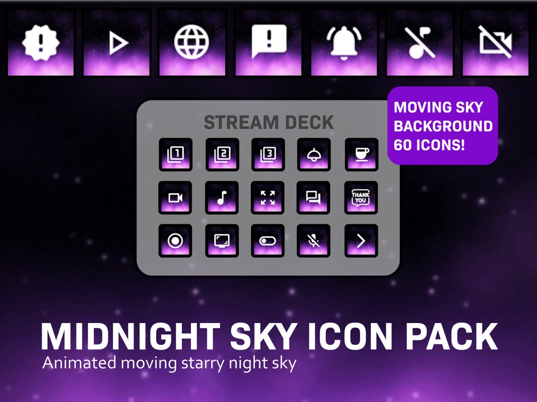 Midnight Sky Animated Stream Deck Icons - Live Streaming Graphics ...