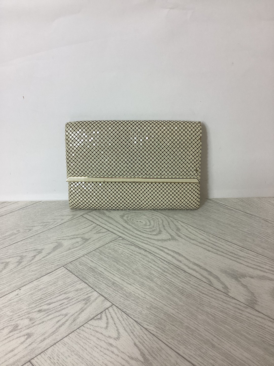 Vintage 1980s Opera Mesh Cream Clutch Envelope Shoulder Bag Purse ...