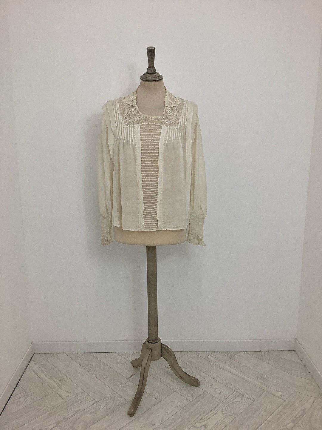 Antique Edwardian Silk Blouse Vintage Lace White Evening Smock ...