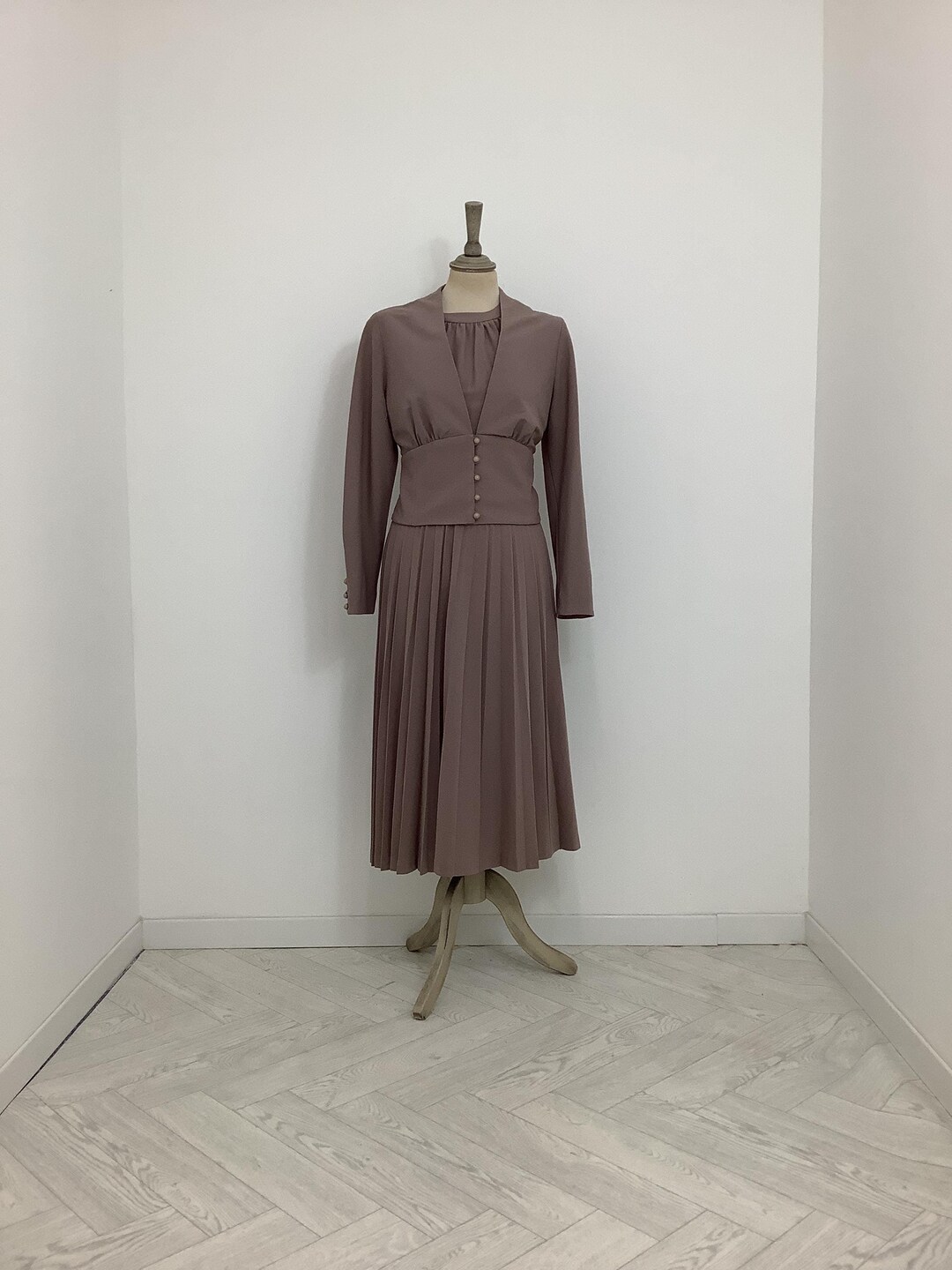 Vintage 80s Does 40s Cresta 2 Piece Suit Dress & Jacket Retro Goodwood ...