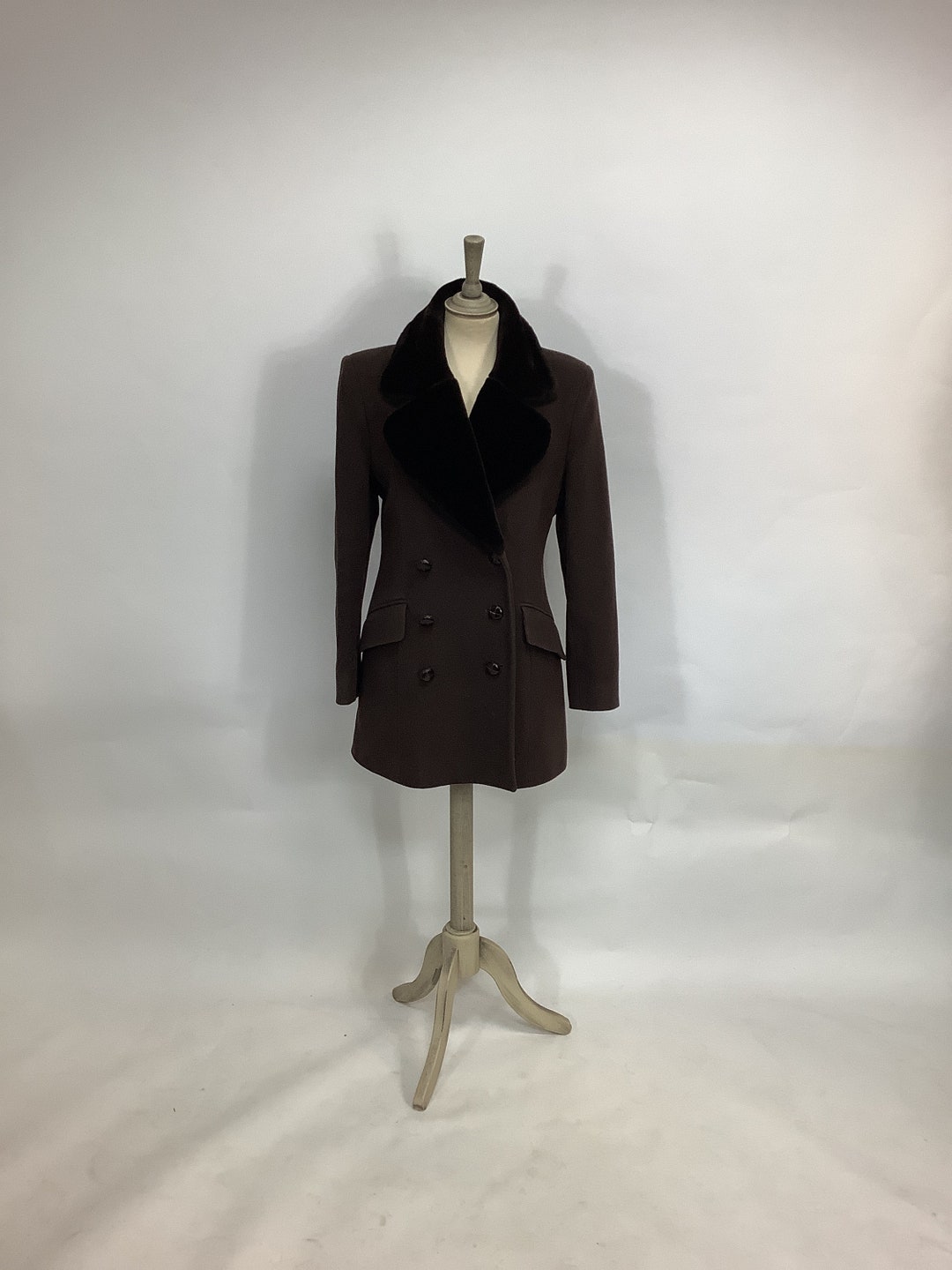 Vintage 1990s Marilyn Anselm for Hobbs Coat Wool & Cashmere Faux Fur ...