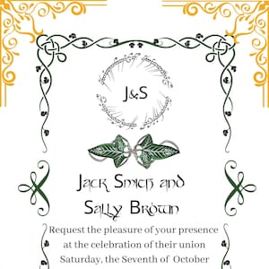 Lord of the Rings Wedding Invitation | Save the Date Party LOTR Geeky ...