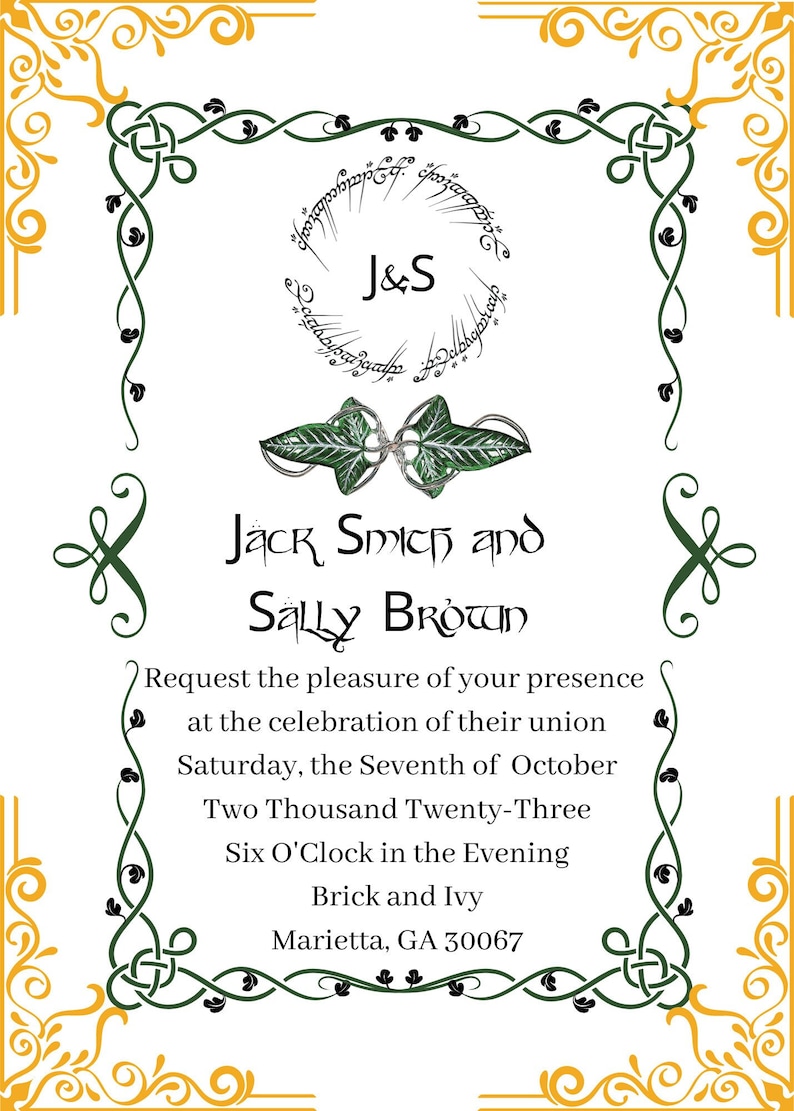 Lord of the Rings Wedding Invitation | Save the Date Party LOTR Geeky ...