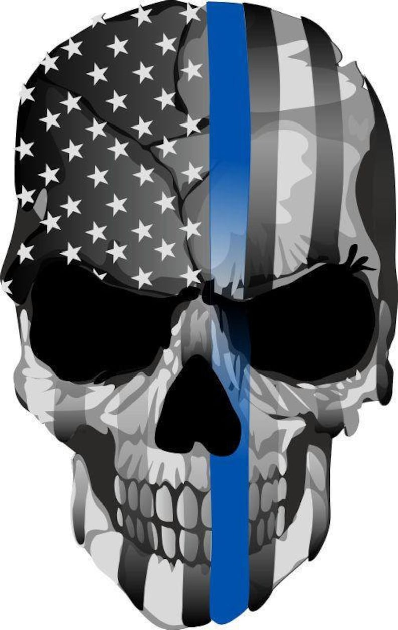Thin Blue Line Decal Skull Skull Blue Line Usa Version 2 | Etsy