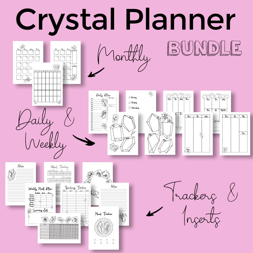 Crystal Planner Printable, Gem Bullet Journal, Crystals Planner Inserts ...