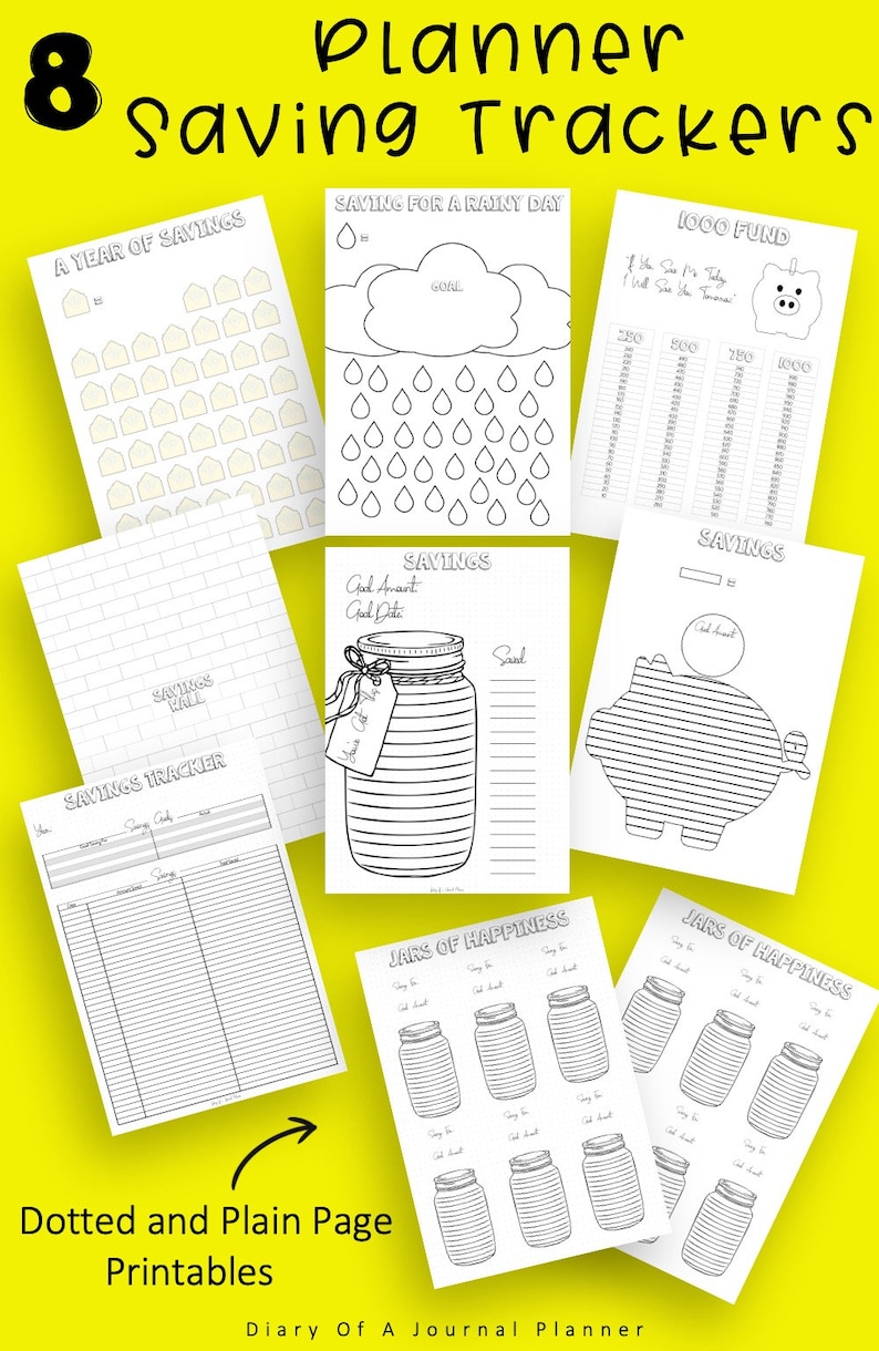 Savings Tracker Bundle Bullet Journal Savings Trackers - Etsy