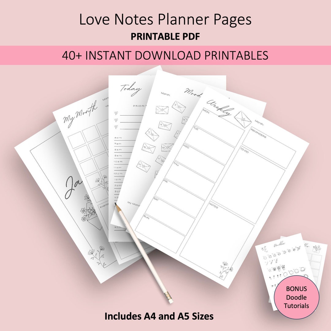 Love Notes Planner Printable, February Bullet Journal, February Planner ...