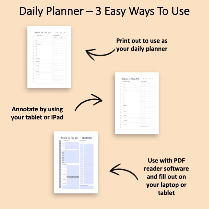 Daily List, Daily Planner, Daily Schedule, Productivity Plan, Instant ...