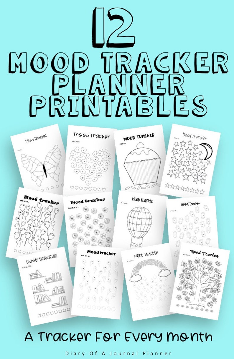 Mood Tracker Bundle, Bullet Journal Mood Trackers, Mood Tracker Inserts ...