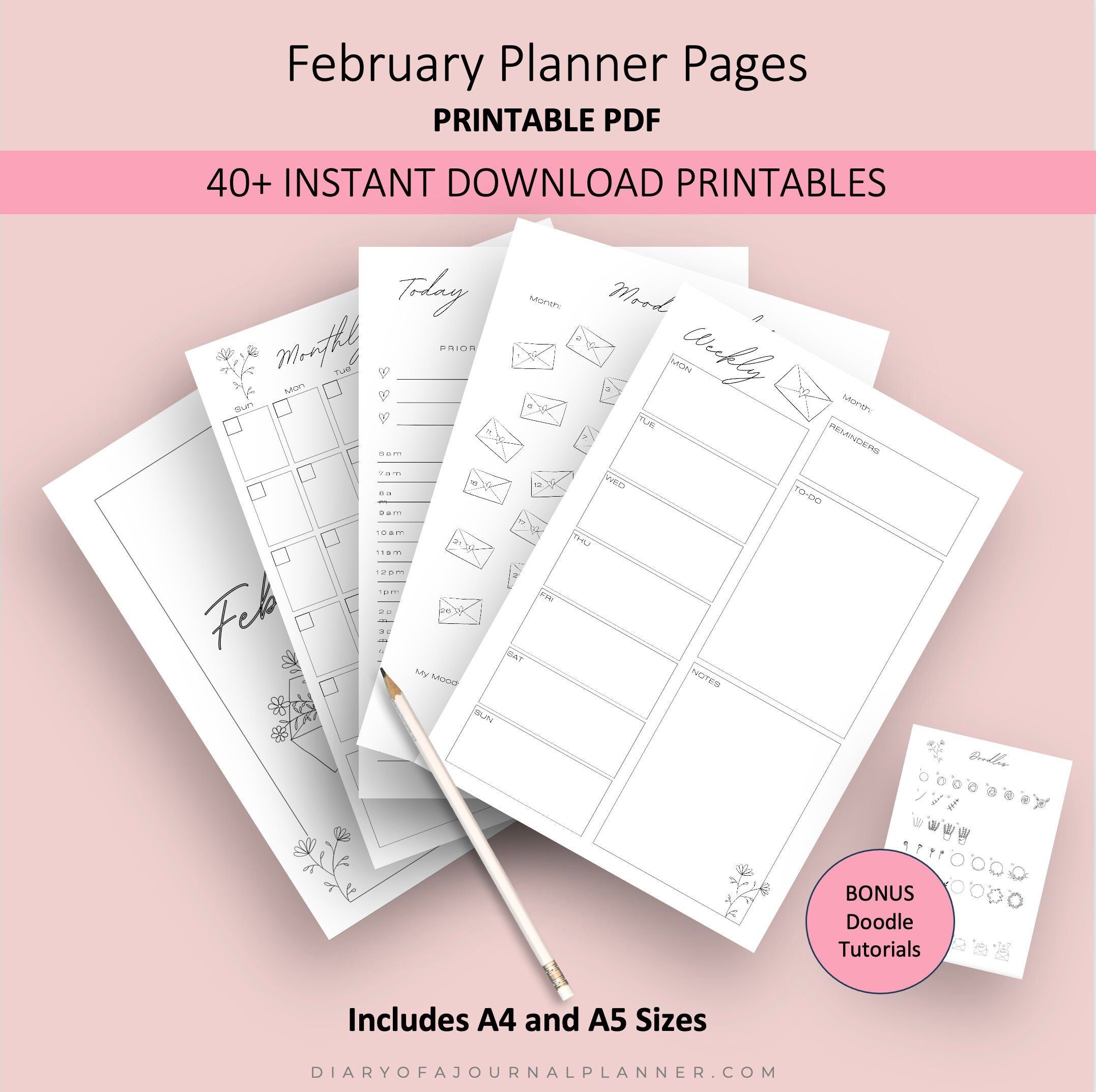 Love Notes Planner Printable, February Bullet Journal, February Planner ...
