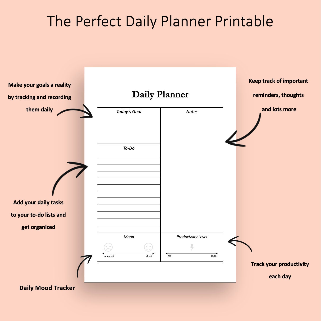 Minimalist Daily Planner, Printable Bullet Journal Daily, Daily Planner ...