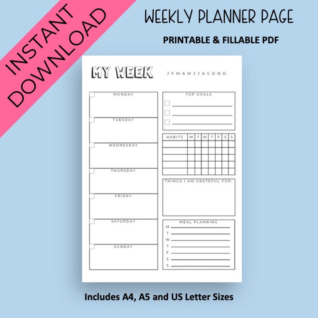 Weekly Schedule, Weekly Planner, Weekly Printable, Productivity Plan ...