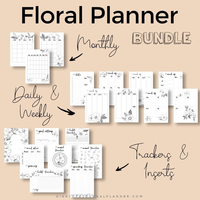 Printable Planner Bundle, Bullet Journal Printable, Planner Inserts ...