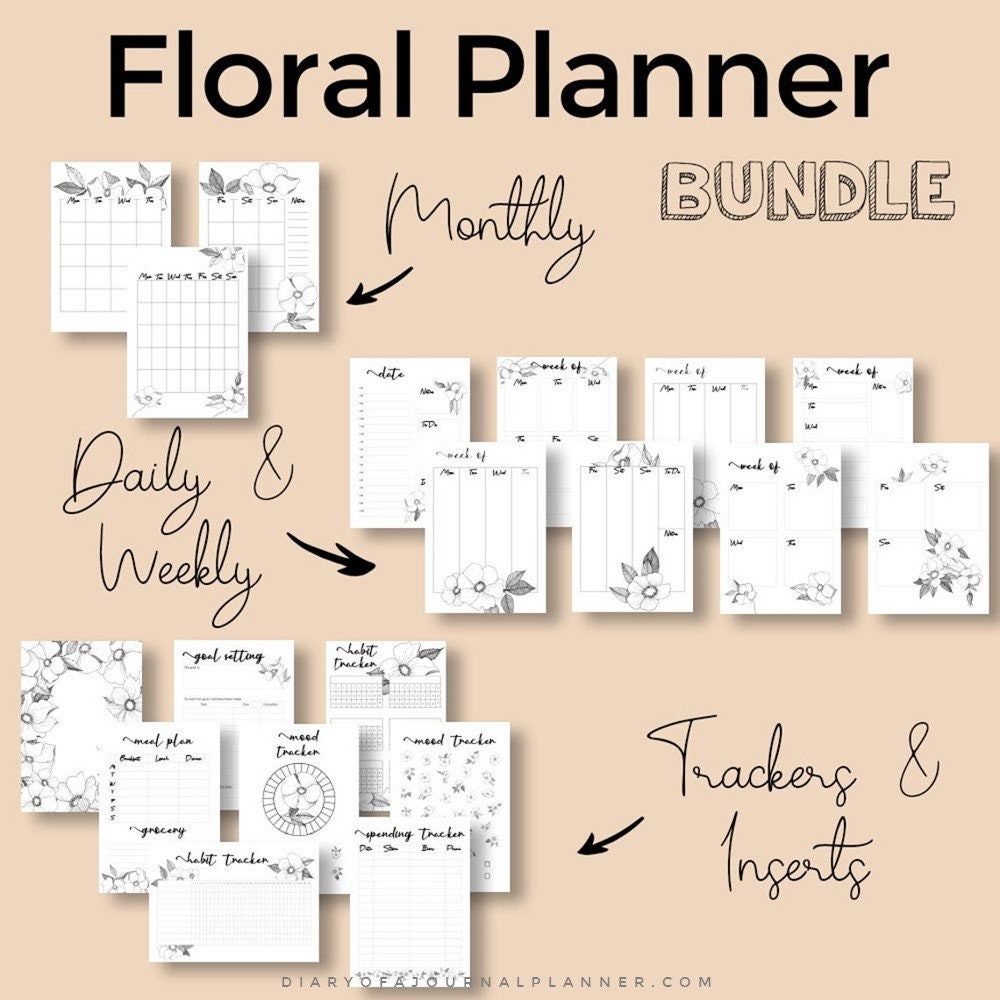 Printable Planner Bundle, Bullet Journal Printable, Planner Inserts ...