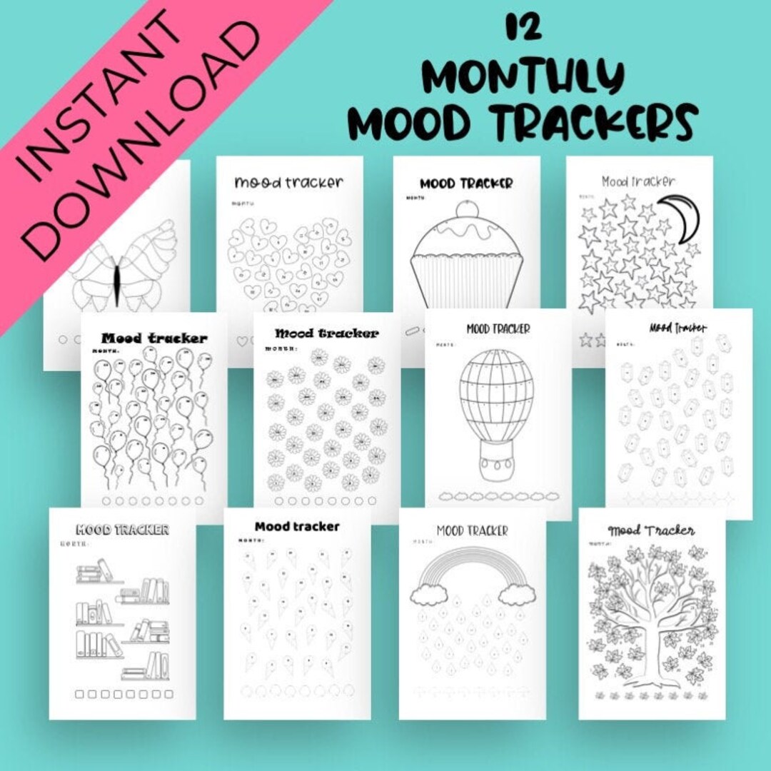 Mood Tracker Bundle, Bullet Journal Mood Trackers, Mood Tracker Inserts ...