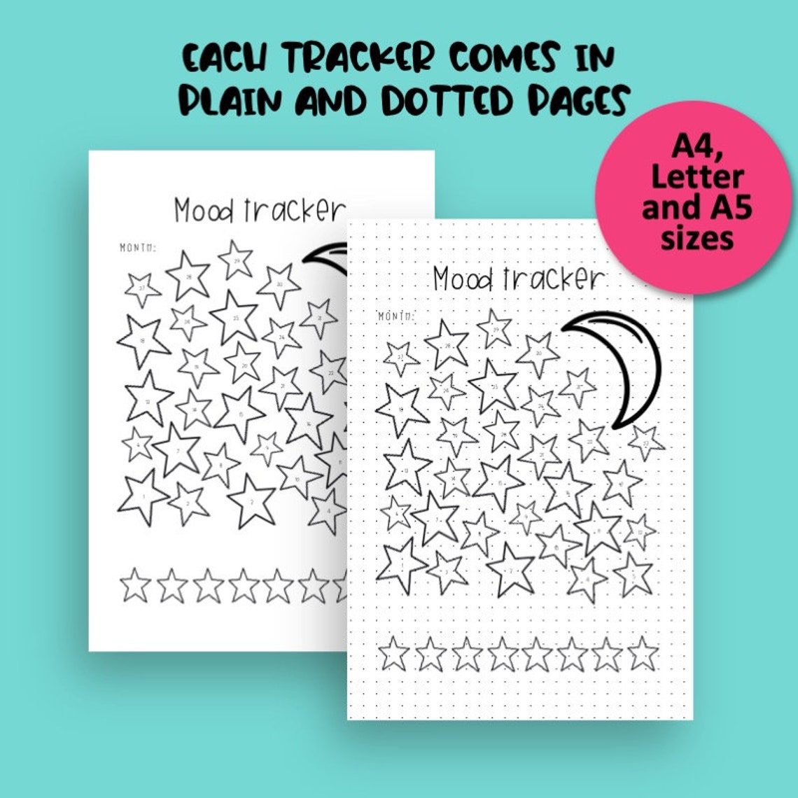 Mood Tracker Bundle, Bullet Journal Mood Trackers, Mood Tracker Inserts ...