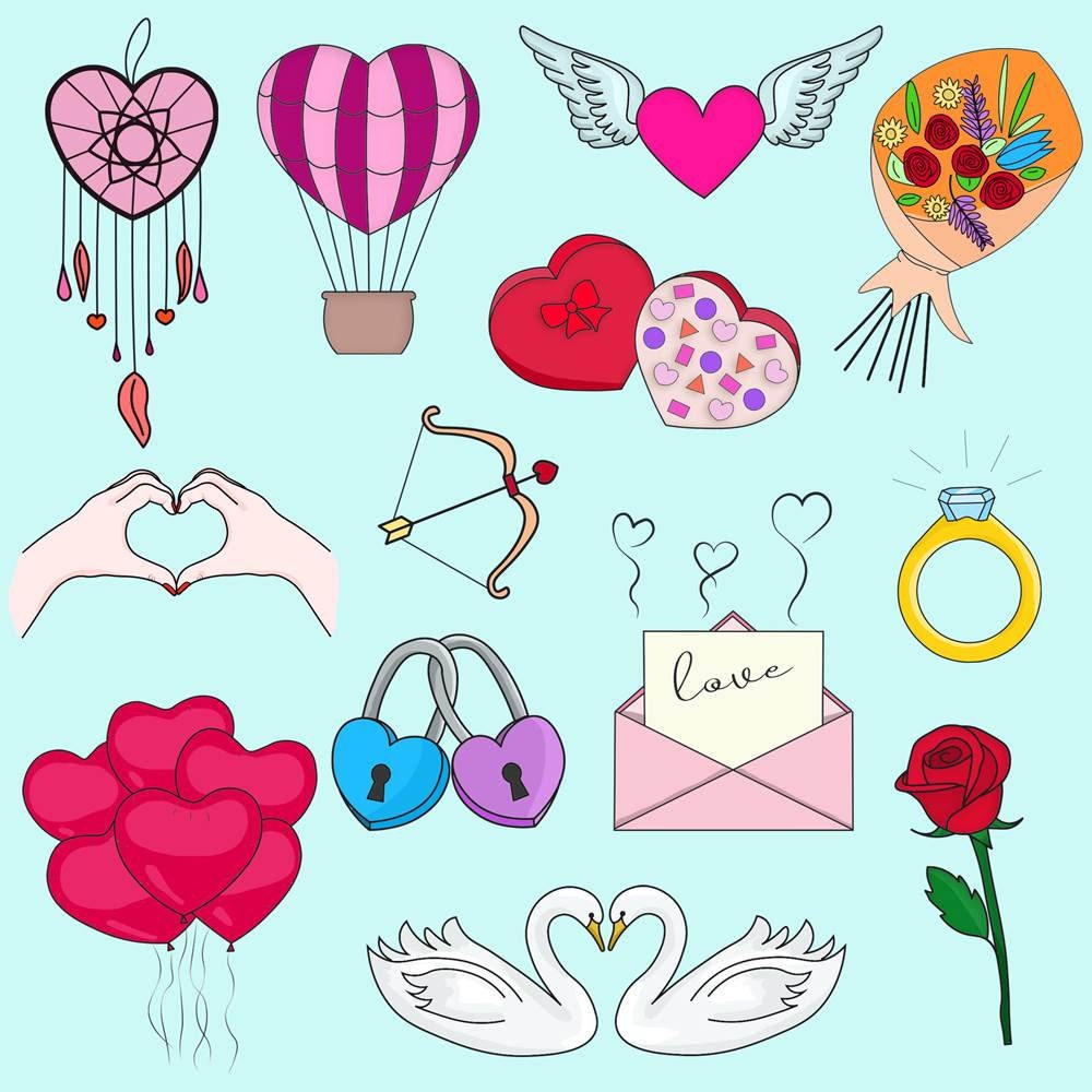 Valentine's Day Doodle Tutorials, Love Theme Step by Step Doodles ...
