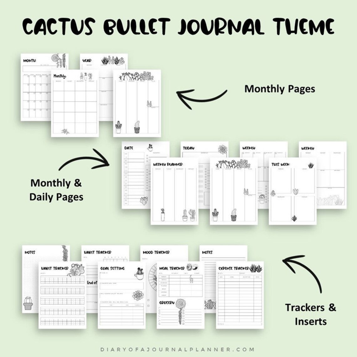 Printable Planner Bundle, Bullet Journal Printable, Planner Inserts ...