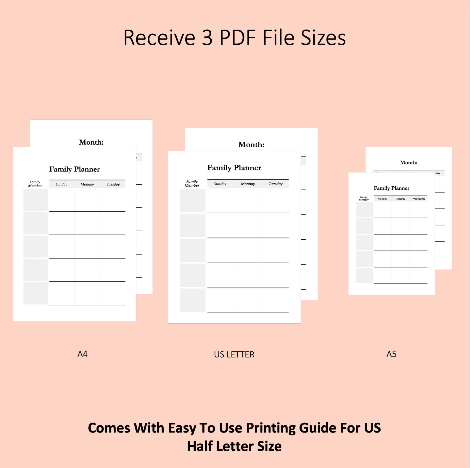 Family Planner, Family Planner Insert, Family Planner PDF, Family ...