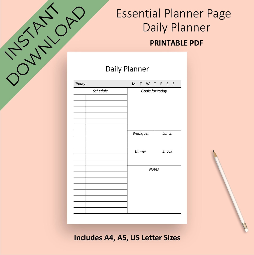 Daily Planner Printable, Simple Planner Insert, Minimalist Daily ...