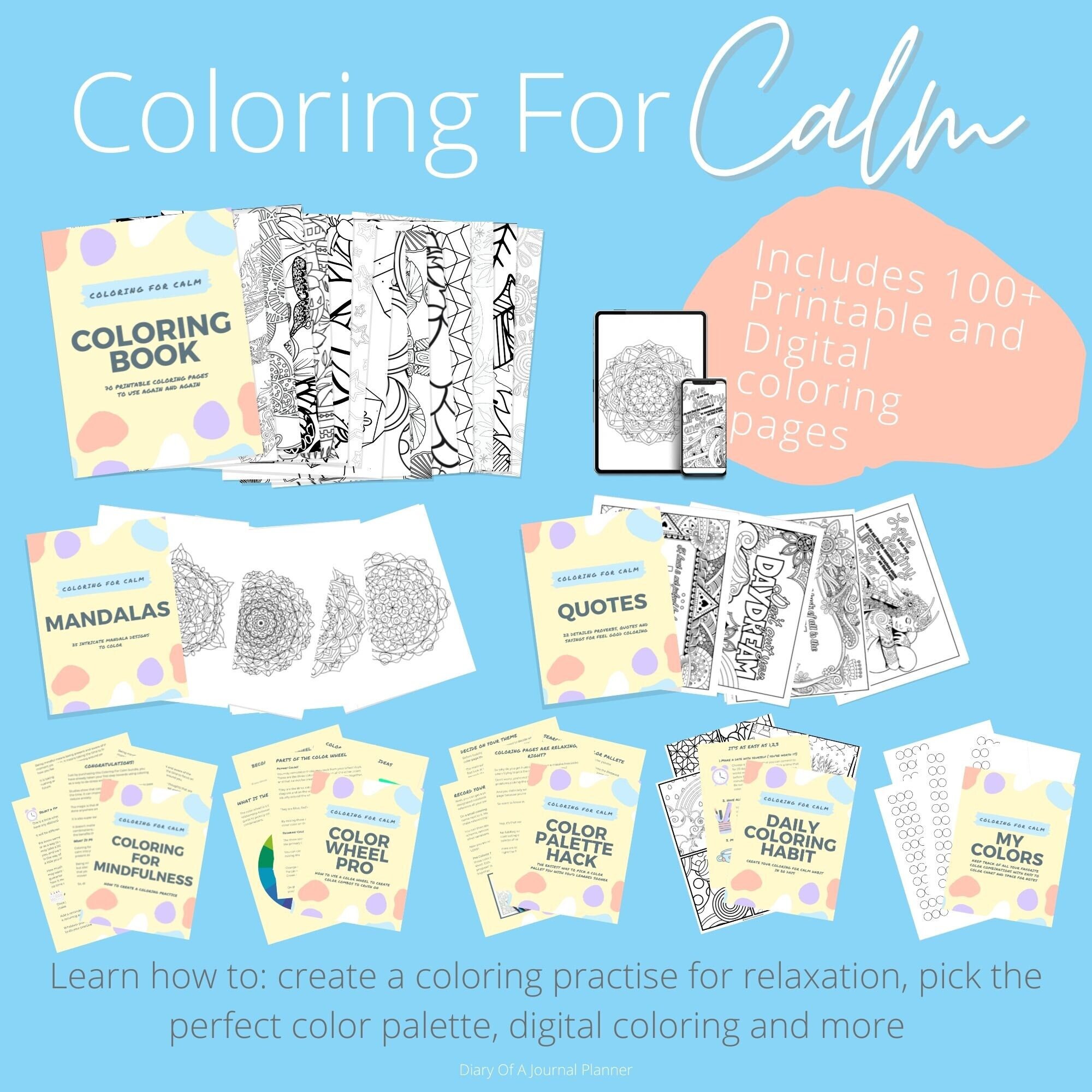 Coloring for Calm Bundle, Coloring Pages Bundle, Adult Coloring Pages ...