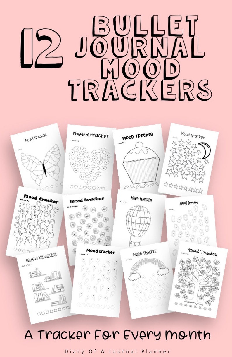 Mood Tracker Bundle, Bullet Journal Mood Trackers, Mood Tracker Inserts ...