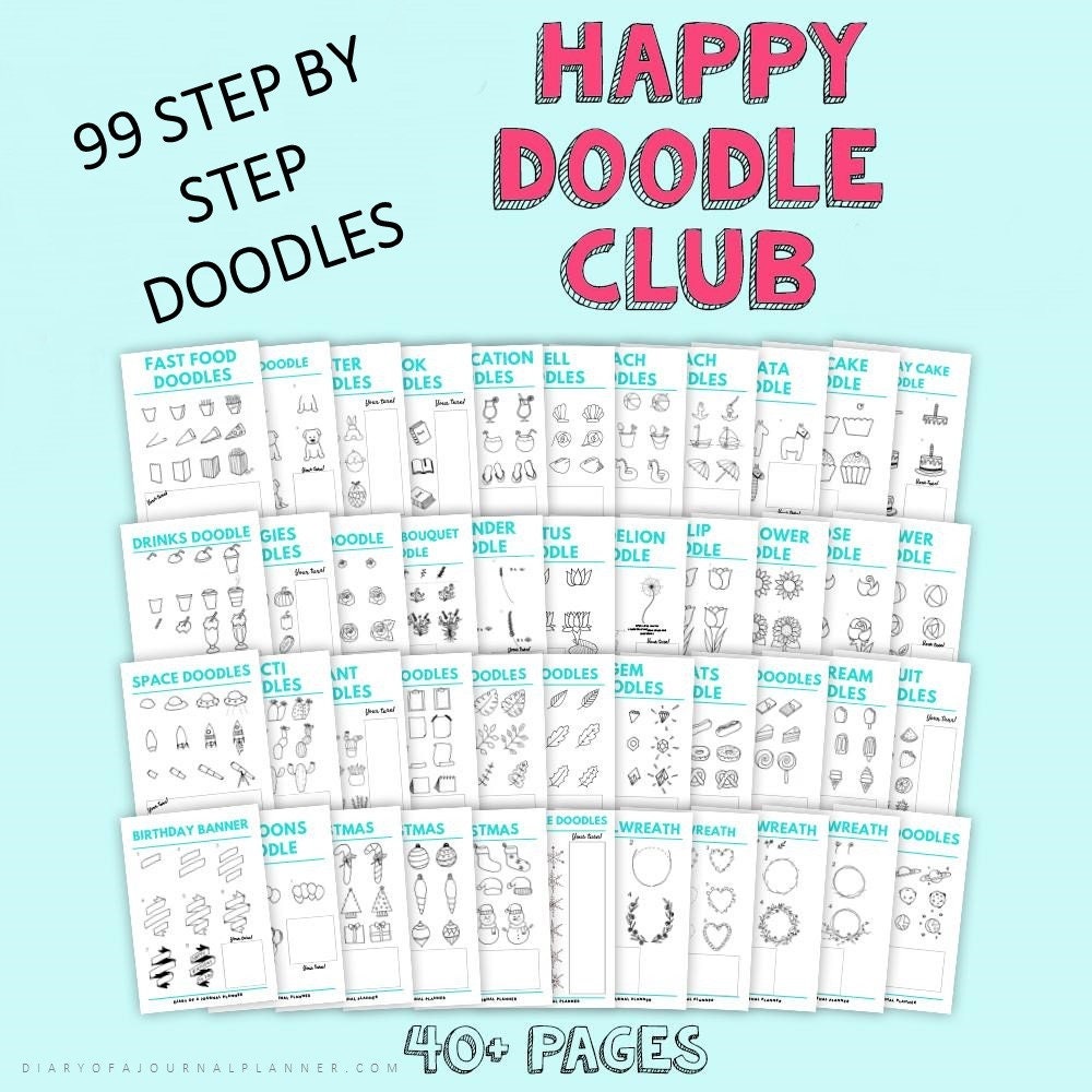 Doodle Tutorial Bundle Step by Step Doodles Learn How to - Etsy