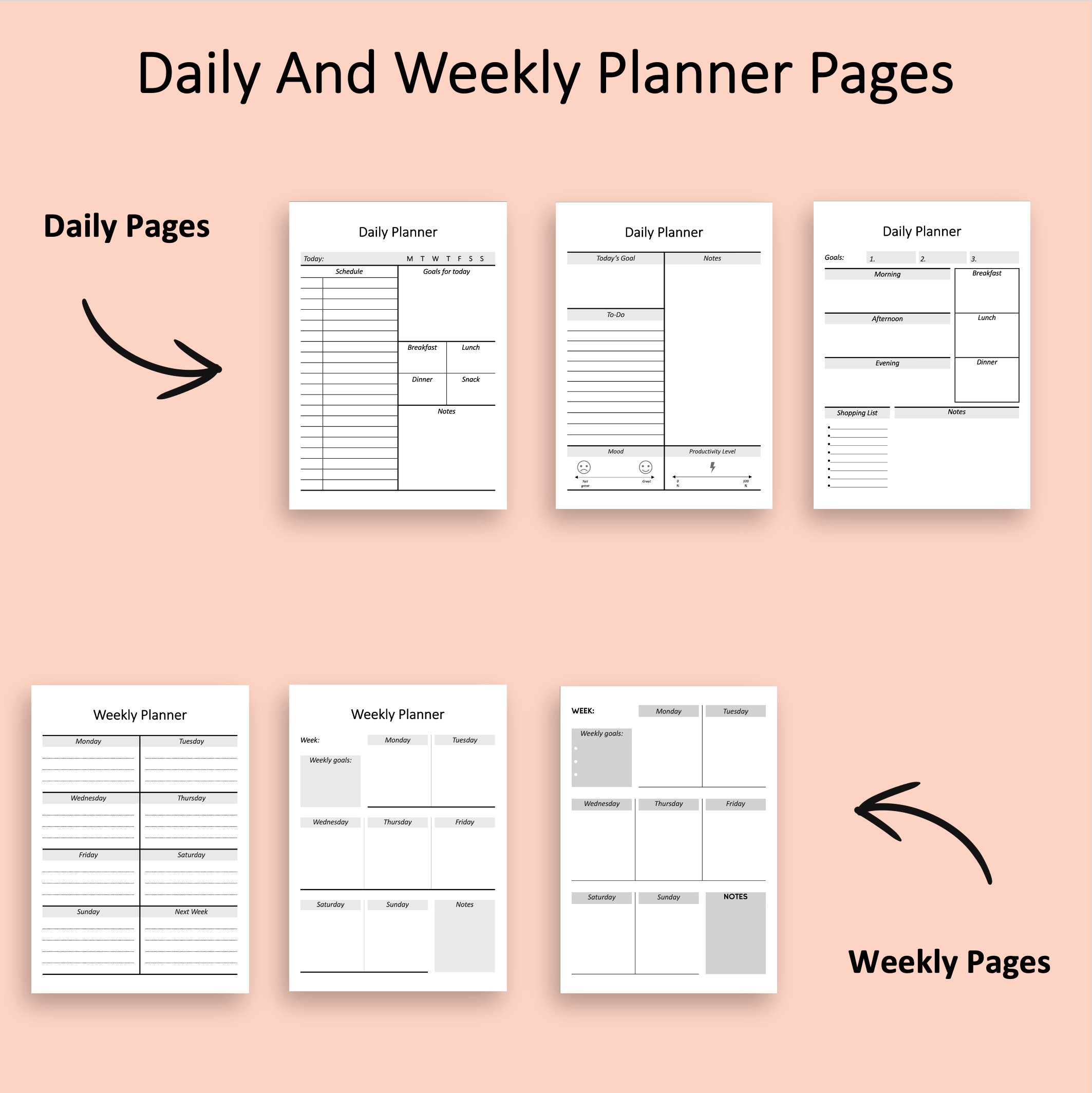 Essentials Planner Printable, Premade Bullet Journal, Simple Planner ...