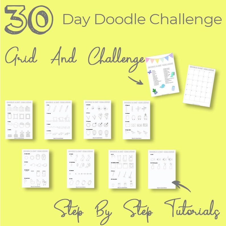 30 Day Doodle Challenge With Step by Step Tutorials, Easy Doodle ...