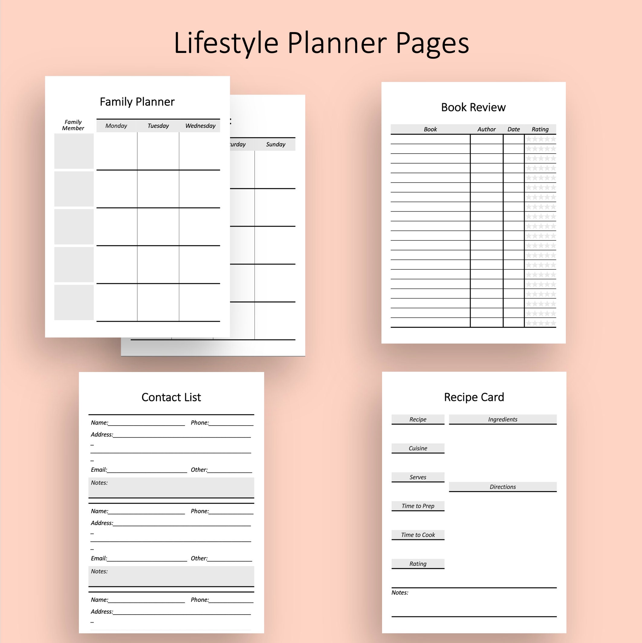 Essentials Planner Printable, Premade Bullet Journal, Simple Planner ...