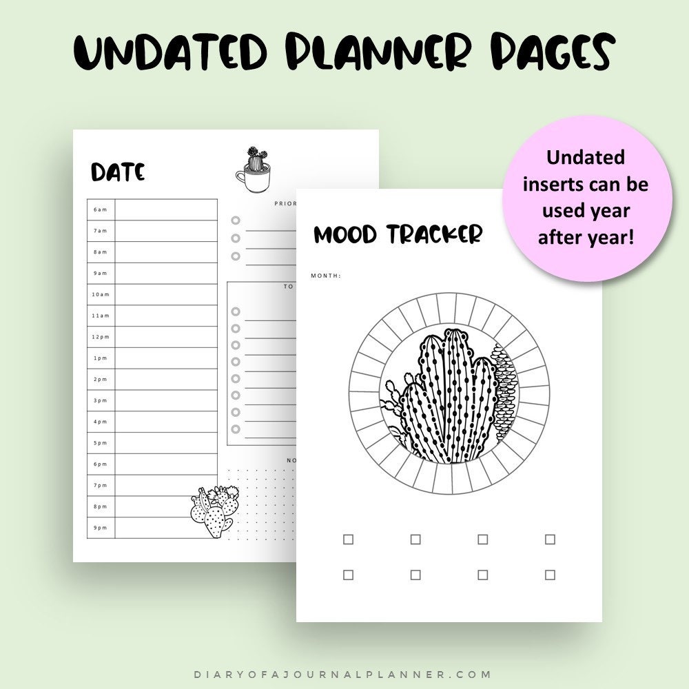 Cactus Bullet Journal, Cactus Planner Inserts, Cacti Bujo Printable ...