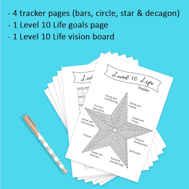 Level 10 Life Bullet Journal Printable Bundle, Miracle Morning Level 10 ...