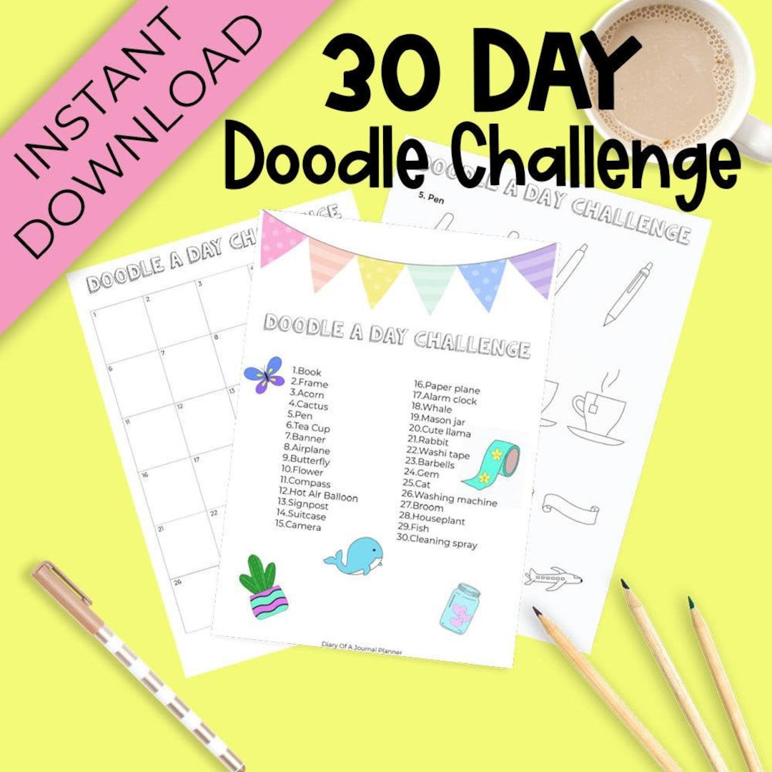 30 Day Doodle Challenge With Step by Step Tutorials, Easy Doodle ...