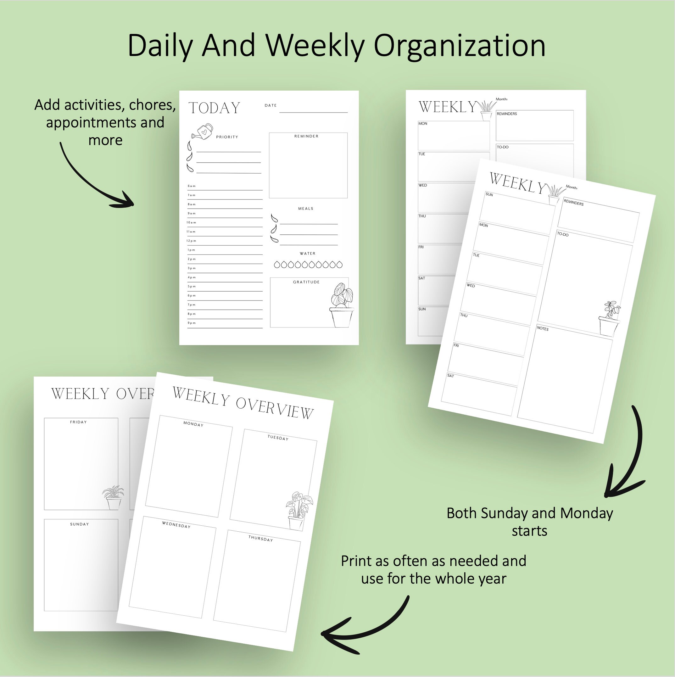 Plant Lover Planner Printable, Plant Theme Bullet Journal, Plant ...