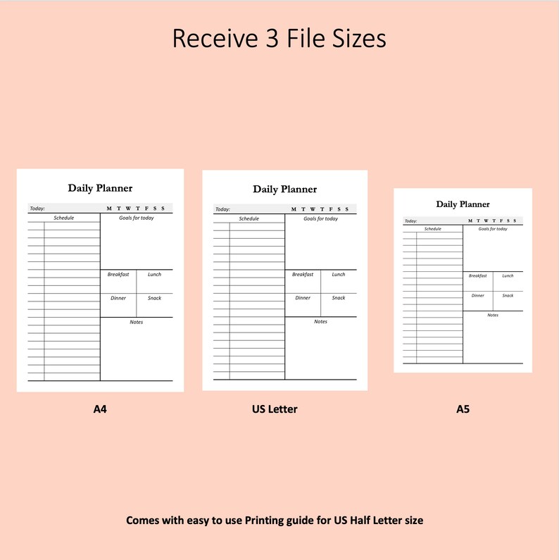 Daily Planner Printable, Simple Planner Insert, Minimalist Daily ...