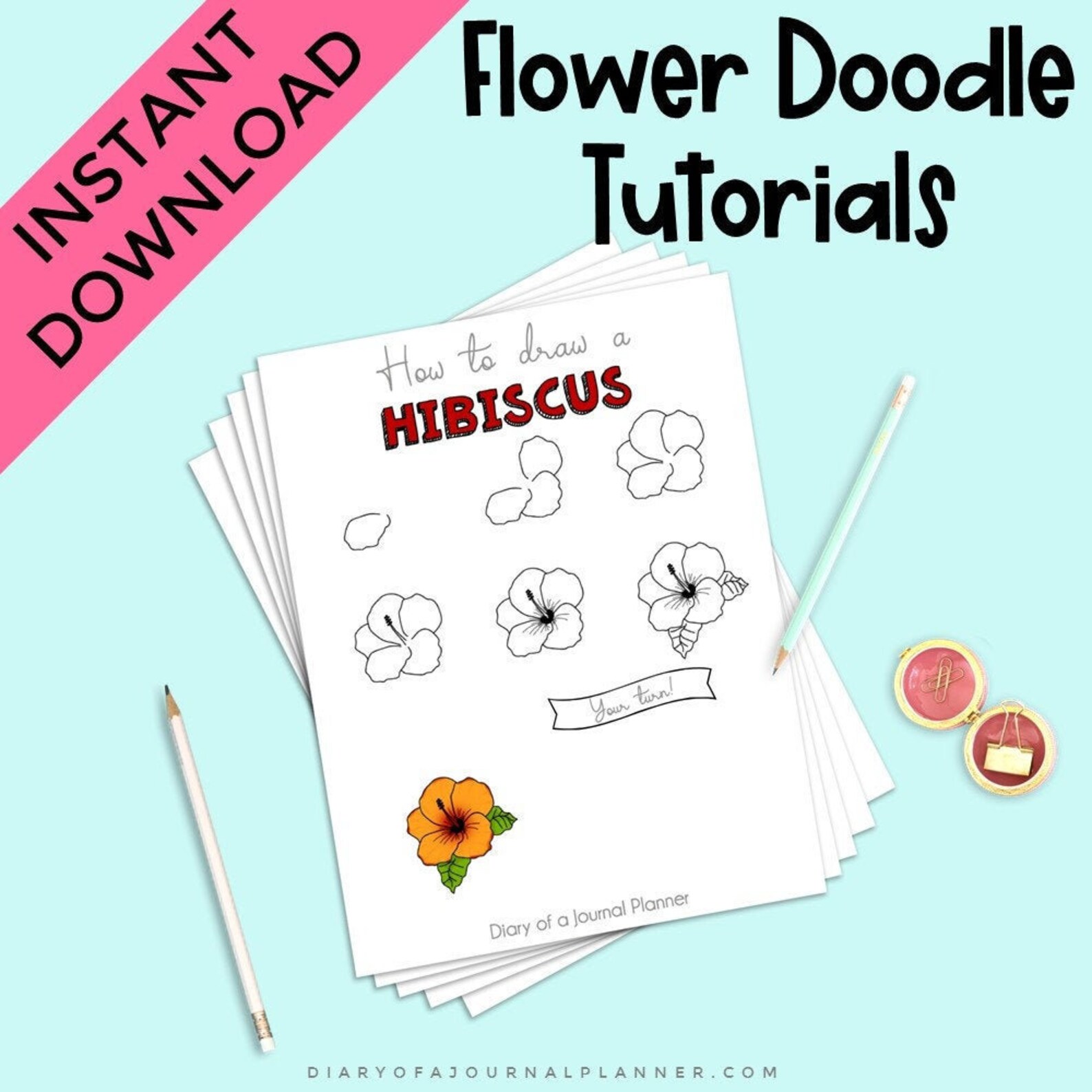 Flower Doodle Tutorials, Floral Step by Step Doodles, Learn How to ...